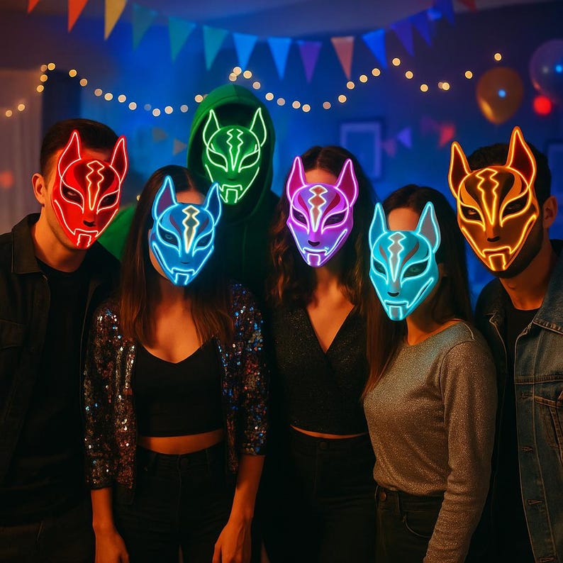 Anime Fox Mask: Japanese Cosplay Mask for Halloween, Rave & Game Themes ...