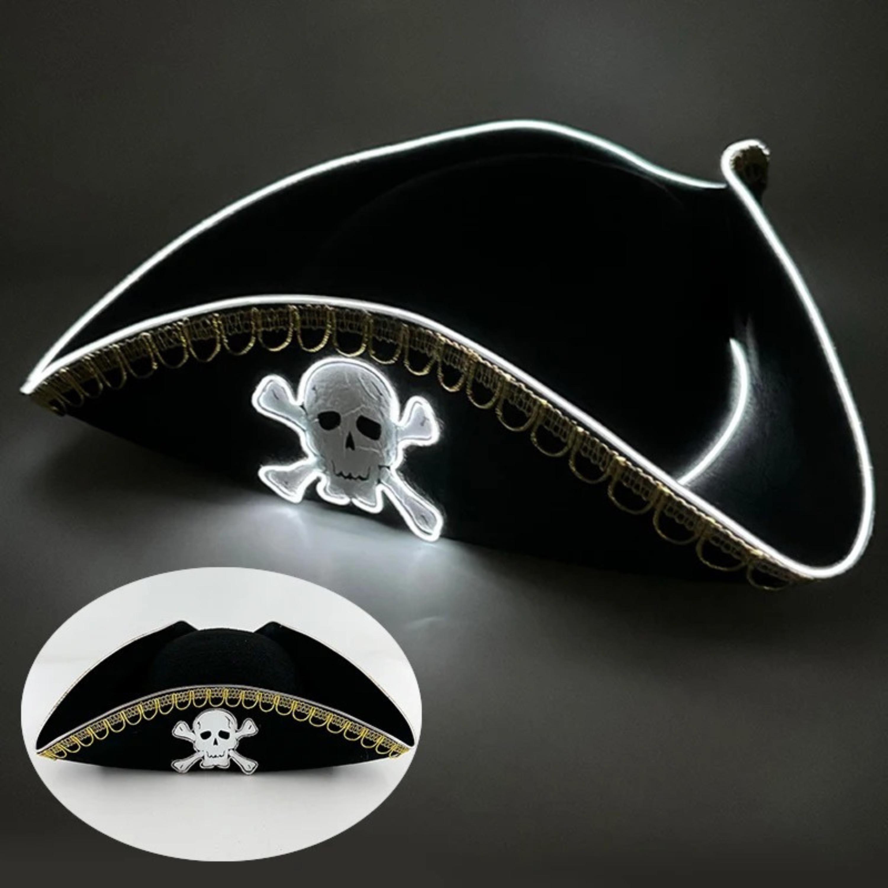 LED Light-up Pirate Captain Hat for Night Events, Rave, Halloween ...