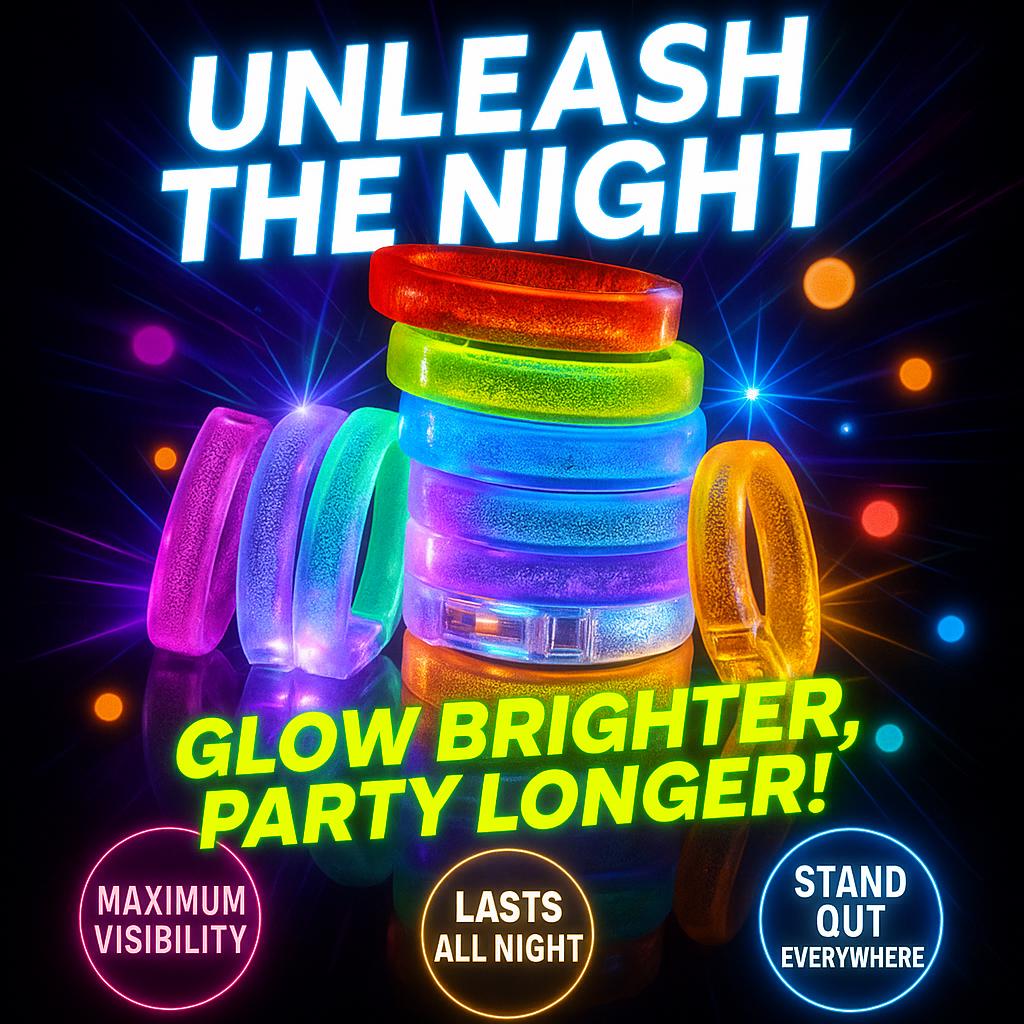 LED Glow Bracelets: Neon Light-up Wristbands for Parties & Raves - Etsy
