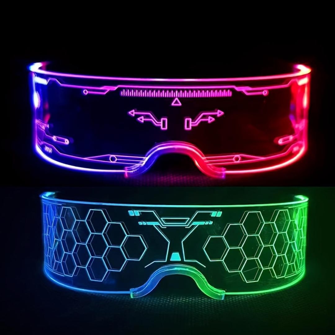 Futuristic LED Rave Visor Glasses: 7 Colors, 4 Modes - Etsy