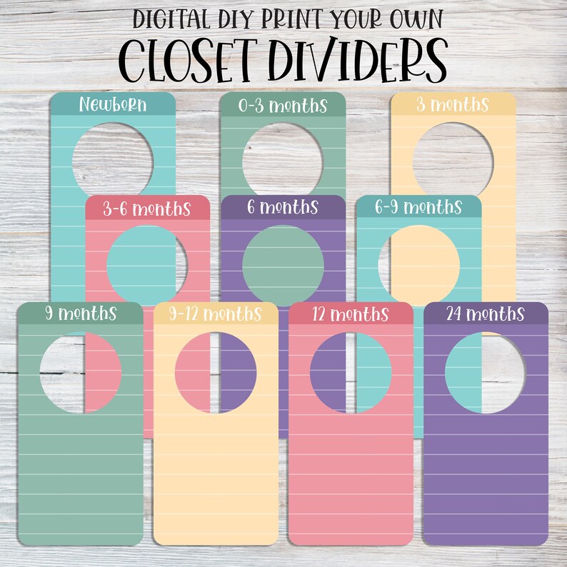 10 Digital DIY Nursery Clothes Divider Rainbow Stripes- Print Your Own ...