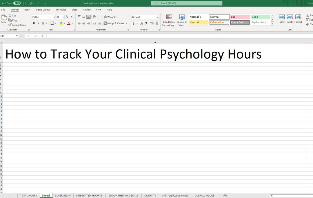 Tracking Spreadsheet for Clinical Hours for APPIC Internship Clinical ...