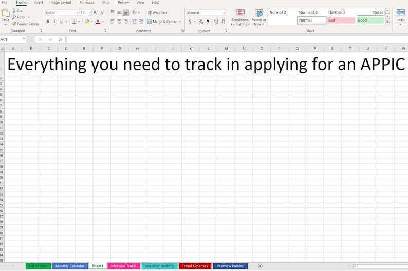 APPIC Excel Spreadsheet for Applying for a Pre-doctoral Internship ...