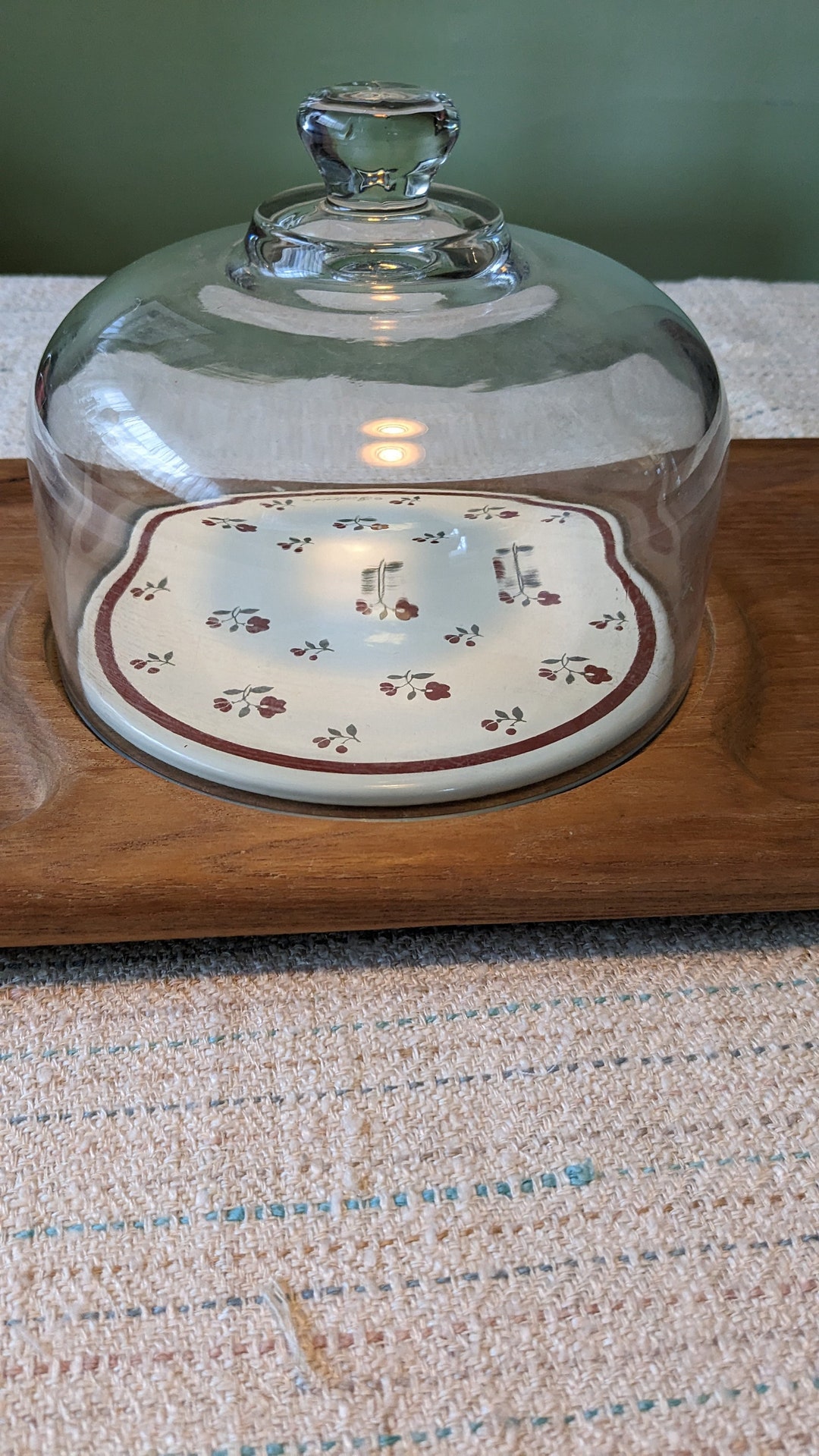 Vintage Boho Charcuterie Board With Glass Dome Etsy
