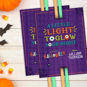 Printable Halloween Glow Stick Holder and Tag for Classroom. EDIT With ...