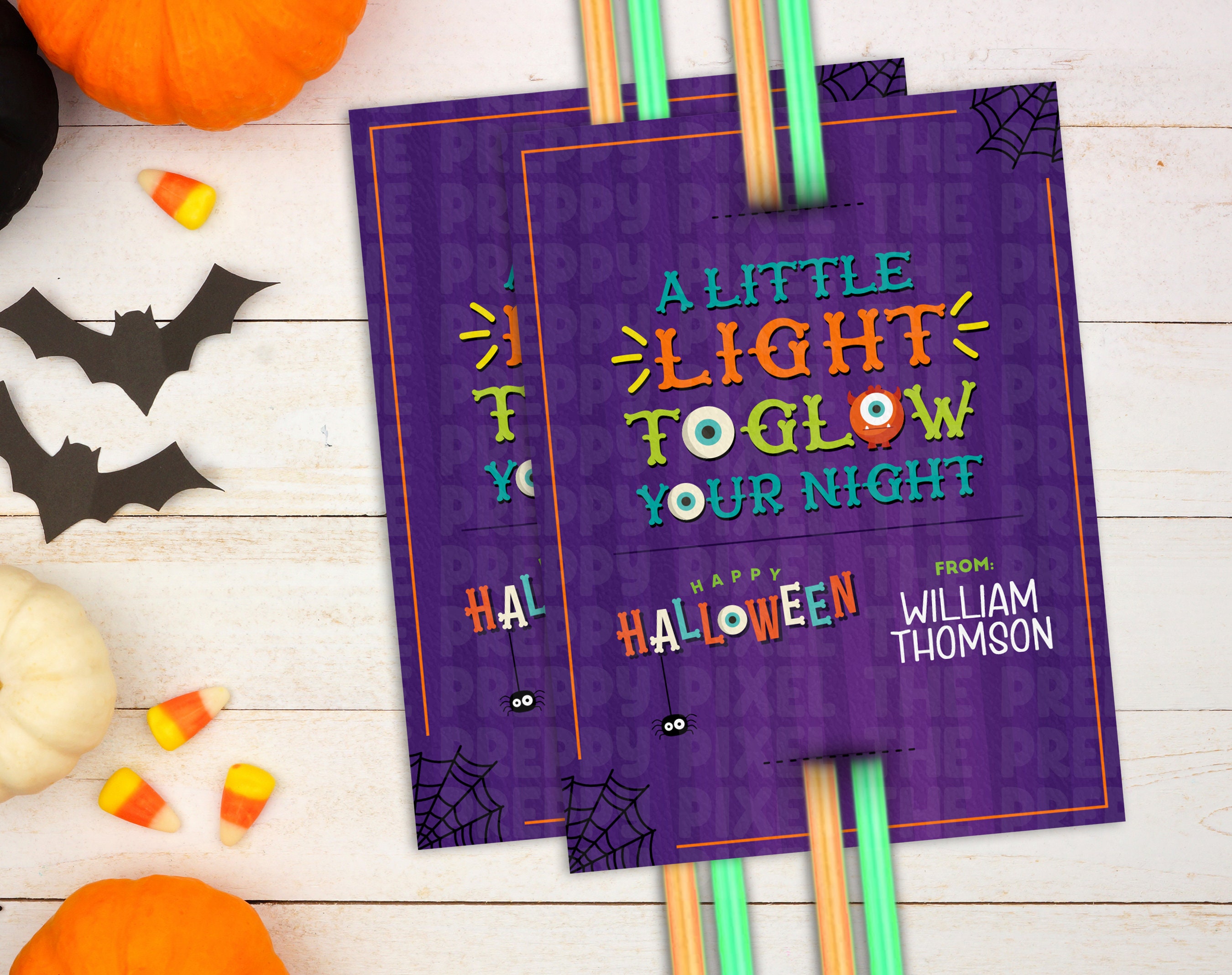 Printable Halloween Glow Stick Holder and Tag for Classroom. EDIT With ...