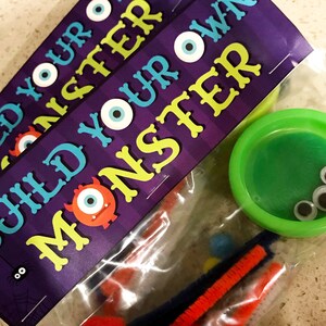Printable Halloween build Your Own Monster Favor Bag Toppers, Halloween ...