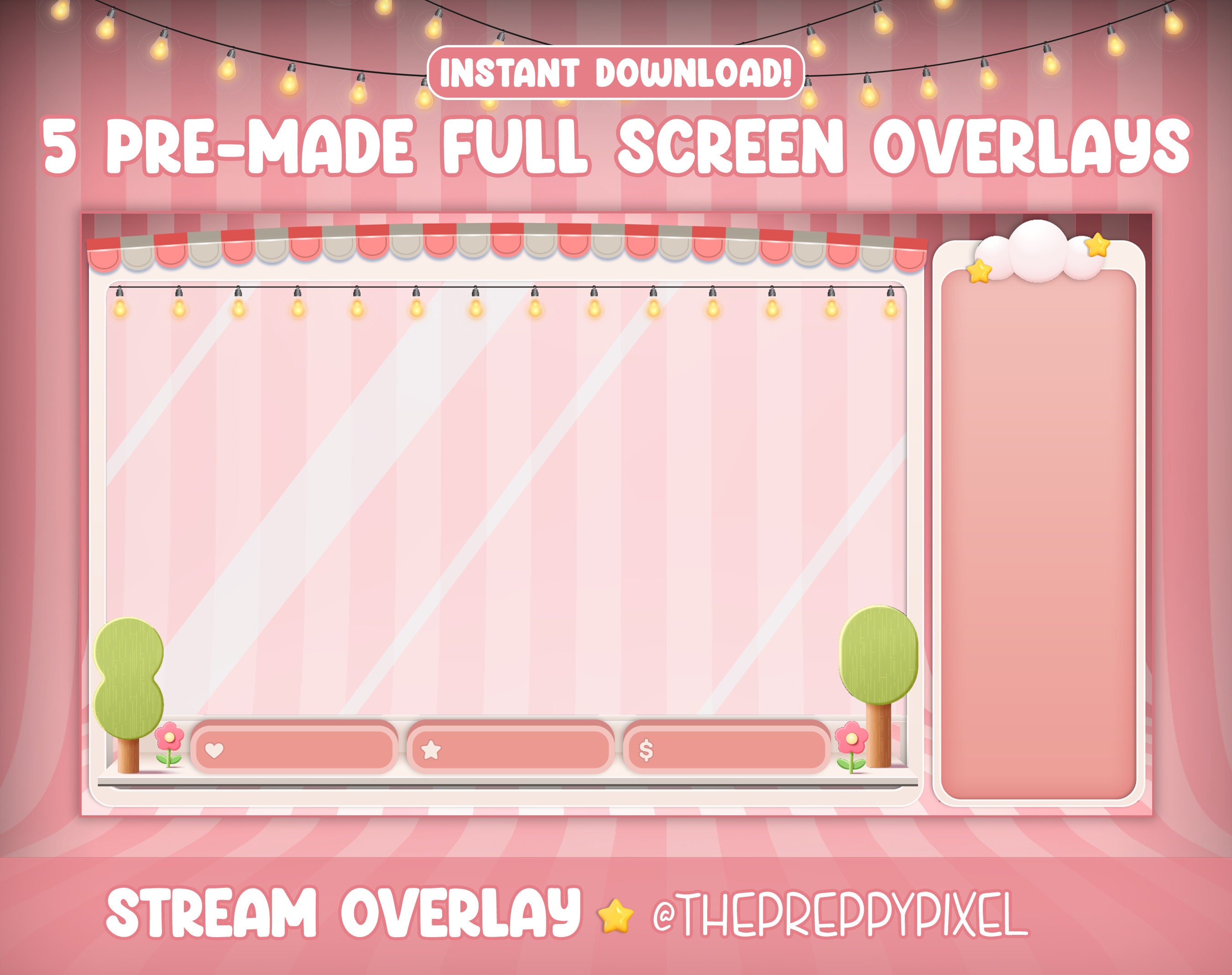 Cafe Rosé Stream Package / Pink Aesthetic / Stream Setup / Kawaii ...