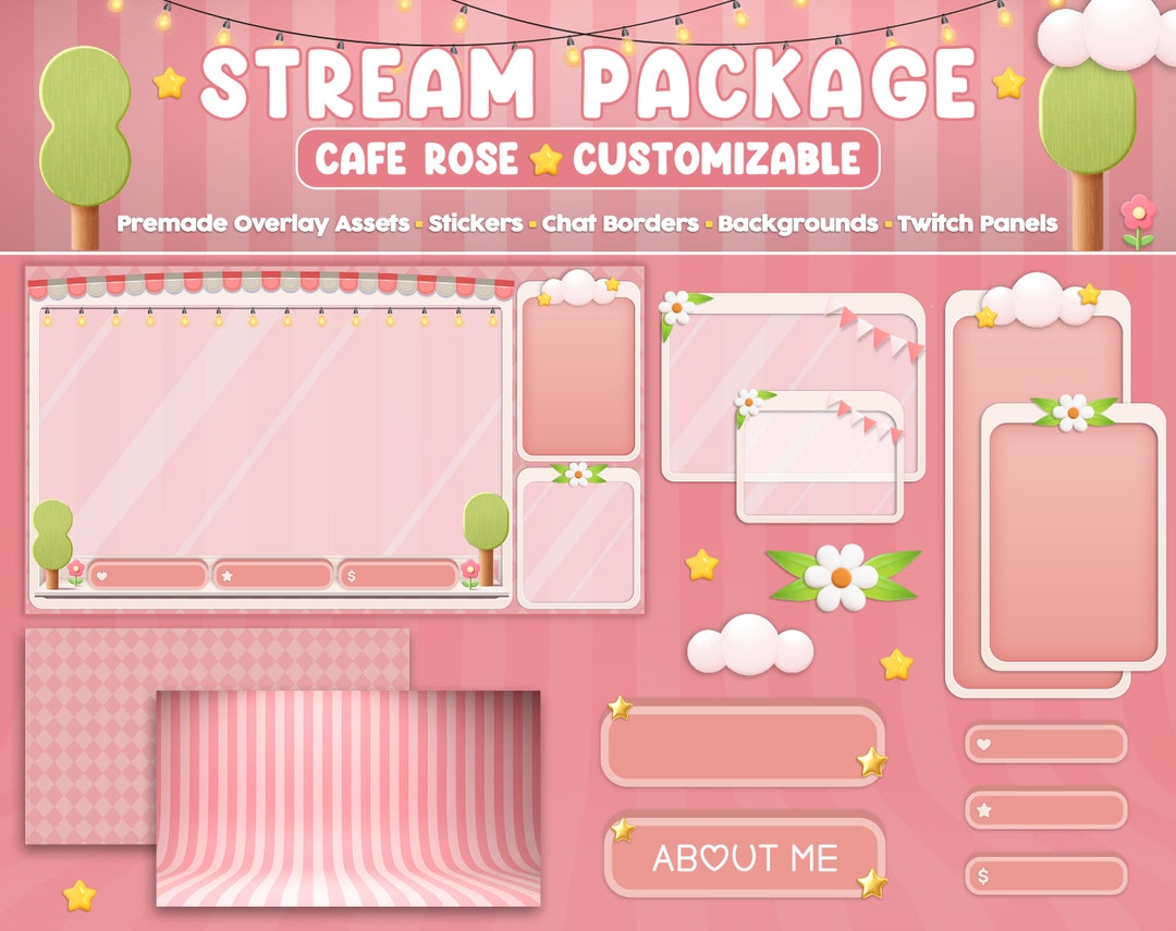 Cafe Rosé Stream Package / Pink Aesthetic / Stream Setup / Kawaii ...