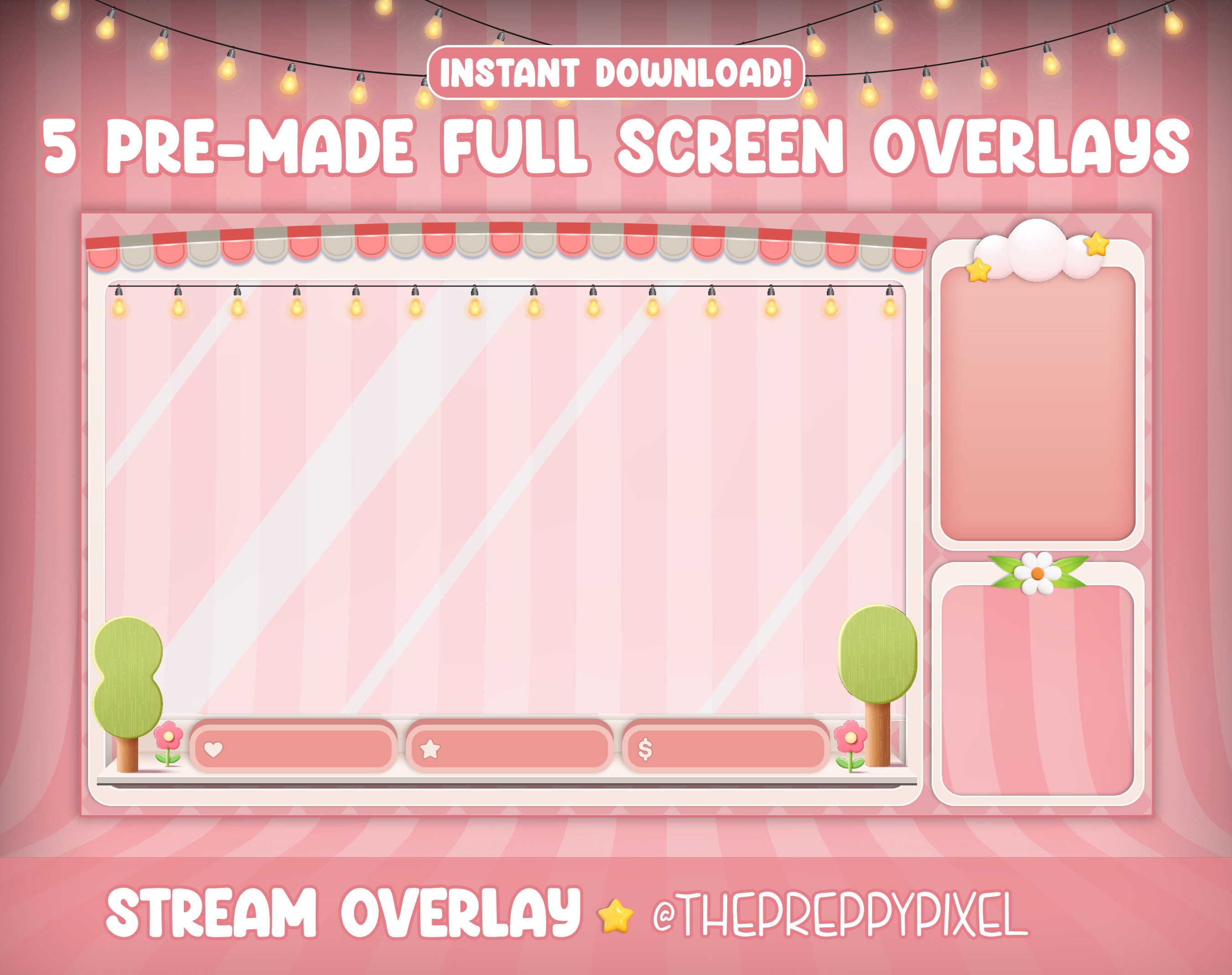 Cafe Rosé Stream Package / Pink Aesthetic / Stream Setup / Kawaii ...