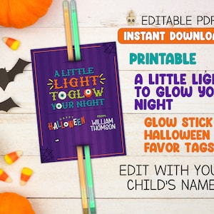 Printable Halloween Glow Stick Holder and Tag for Classroom. EDIT With ...