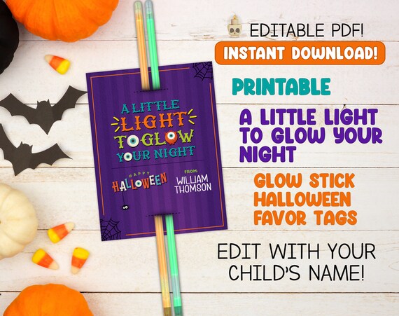 Printable Halloween Glow Stick Holder and Tag for Classroom. - Etsy