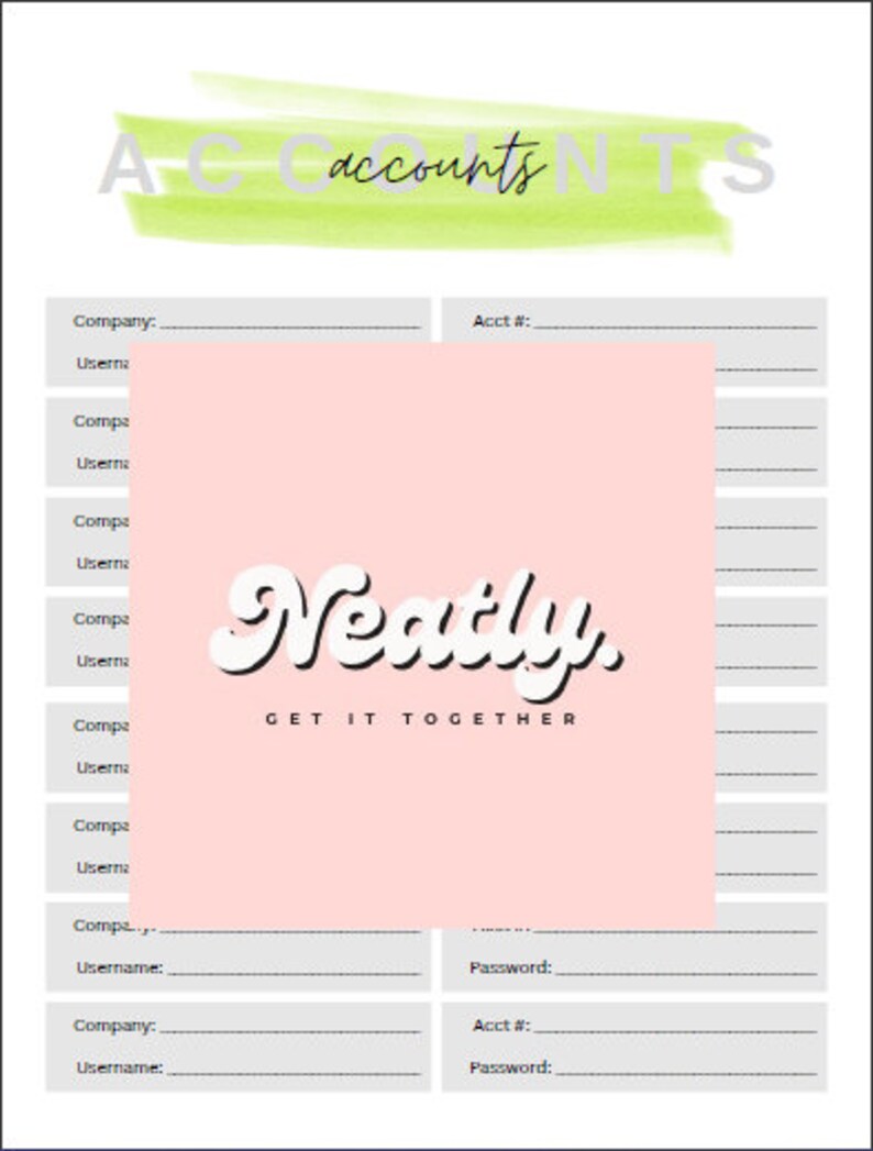 Account List Worksheet - Etsy