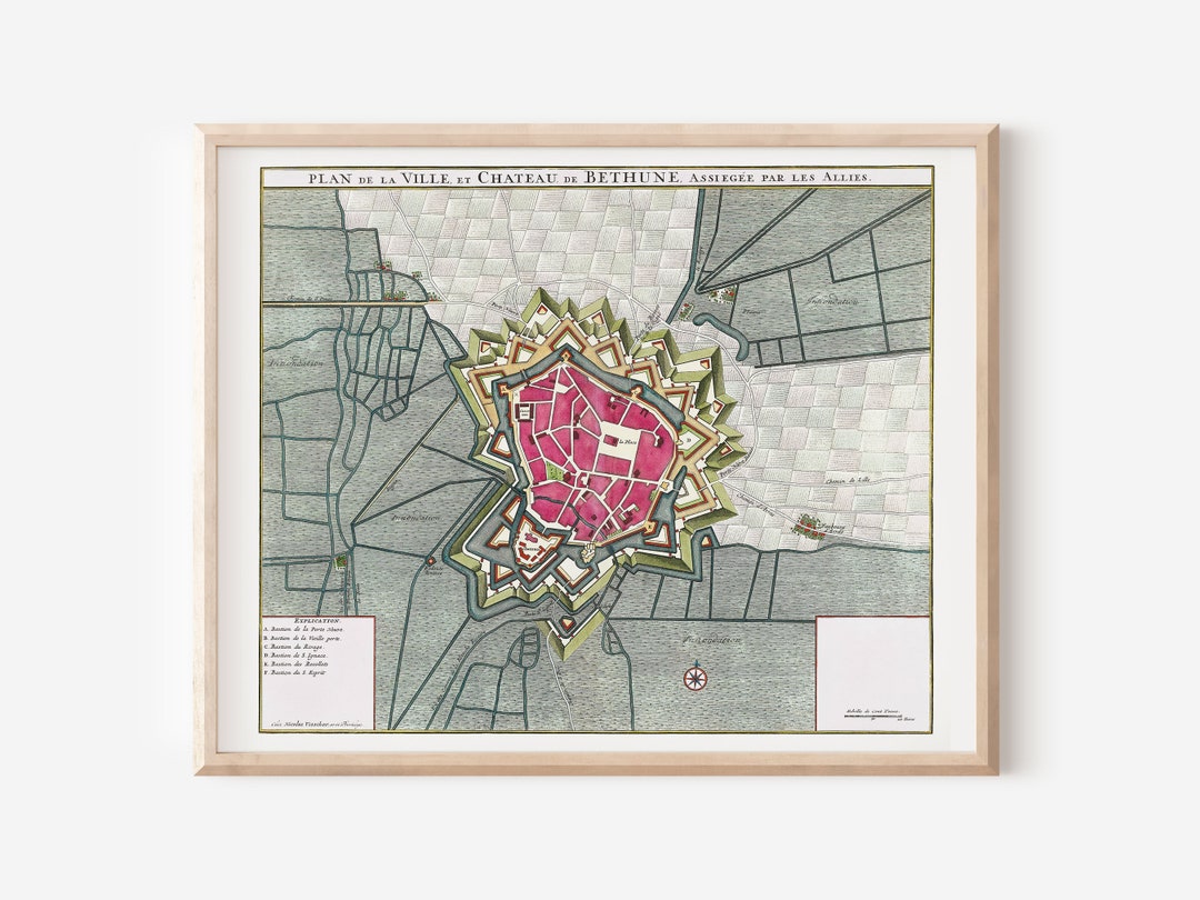 Star Fort Map, Starfort Map, Vintage Map 1700s, Vintage Starfort, Star ...