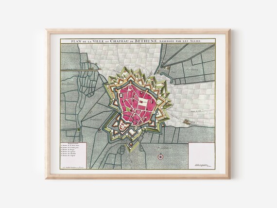 Star Fort Map Starfort Map Vintage Map 1700s Vintage - Etsy
