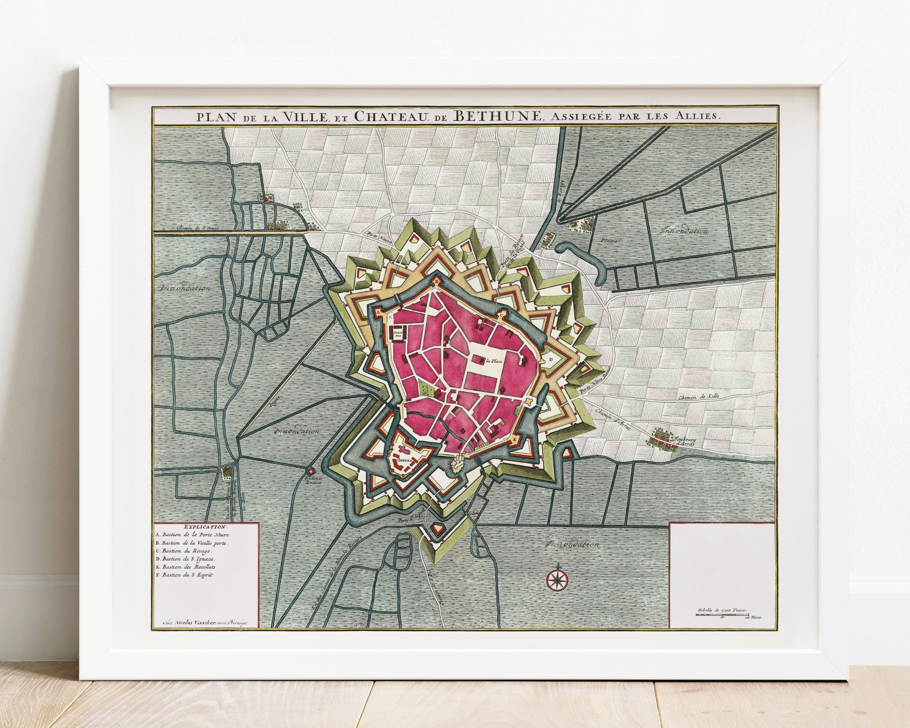 Star Fort Map, Starfort Map, Vintage Map 1700s, Vintage Starfort, Star ...