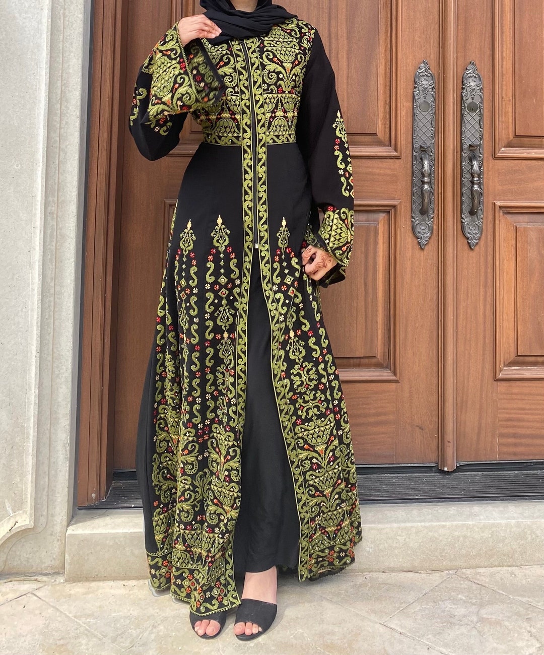 Fatima Embroidered Palestinian Thobe Dress Set - Etsy