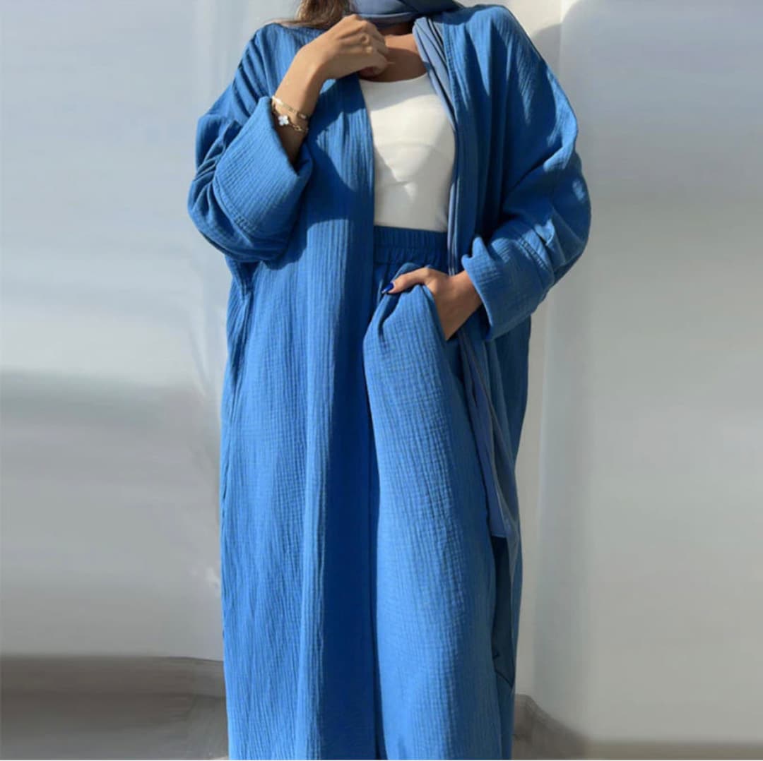 Safiya Co Ord Open Abaya Pant Set 2 Piece Etsy