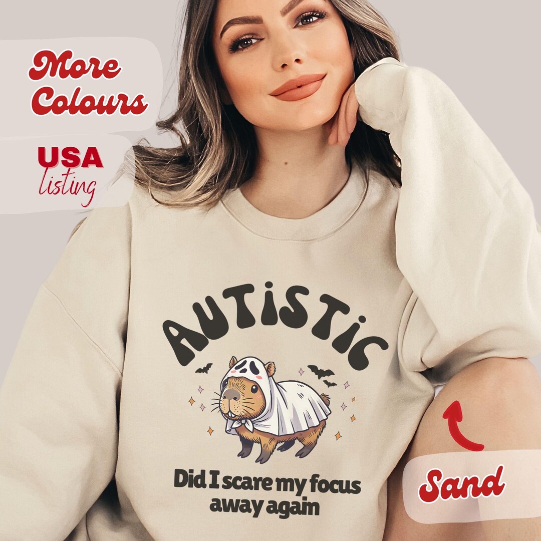 Autism Capybara Shirt, Funny Halloween Ghost Sweatshirt, Gift for ...