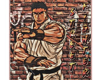 Street Fighter Poster ALL CHARACTERS, Neutral White Variant, 8bit Retro ...