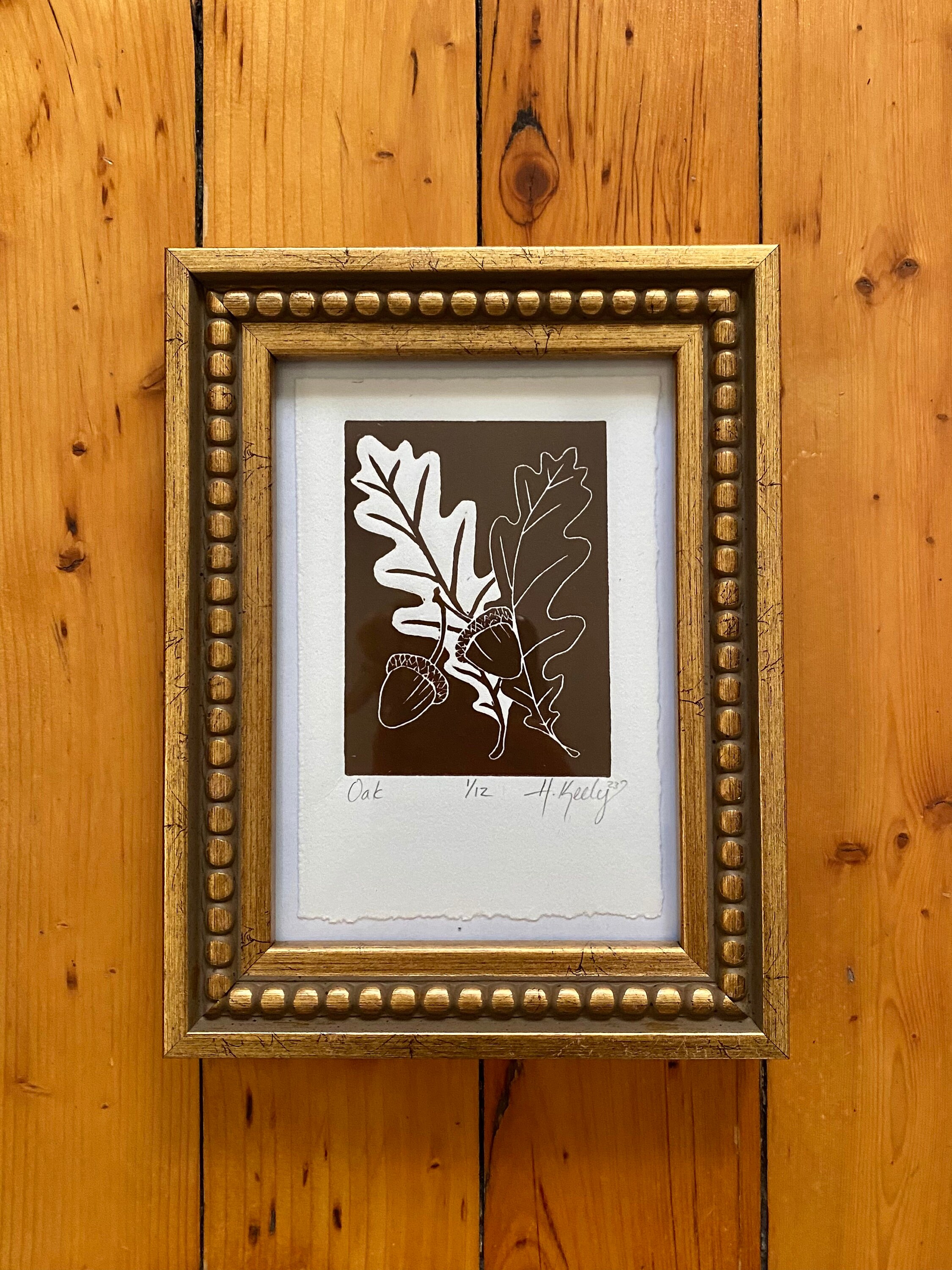 Oak - Linocut Acorn and Leaves - Etsy
