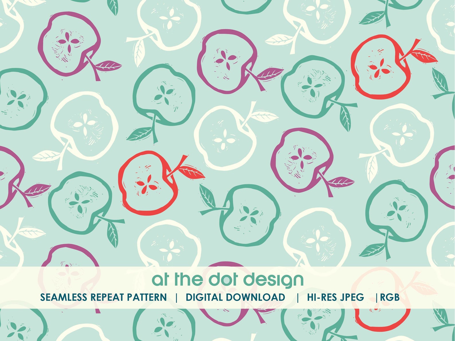 Colorful Apple Seamless Pattern Block Print Fruit Digital - Etsy