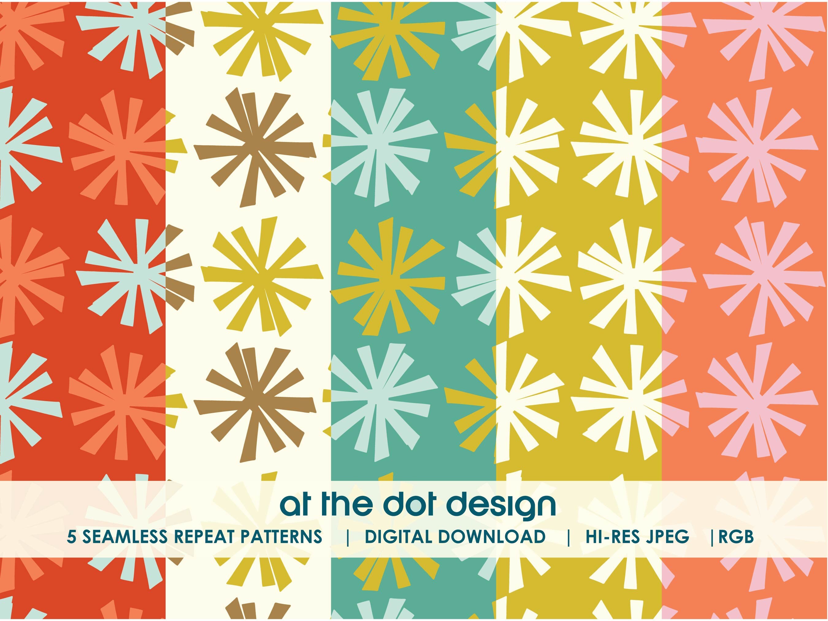 Mid-century Starburst Geometric Pattern Star Shaped Seamless Design ...