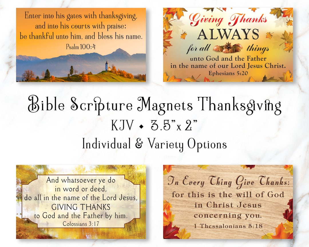 Bible Scripture Verse Magnets - Thanksgiving Set - KJV - Gratitude ...