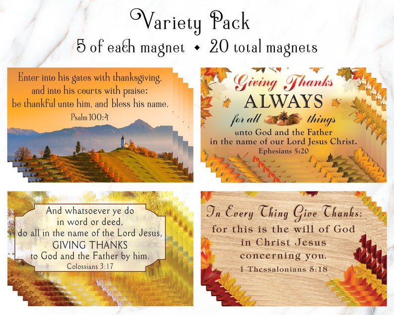 Bible Scripture Verse Magnets - Thanksgiving Set - KJV - Gratitude ...