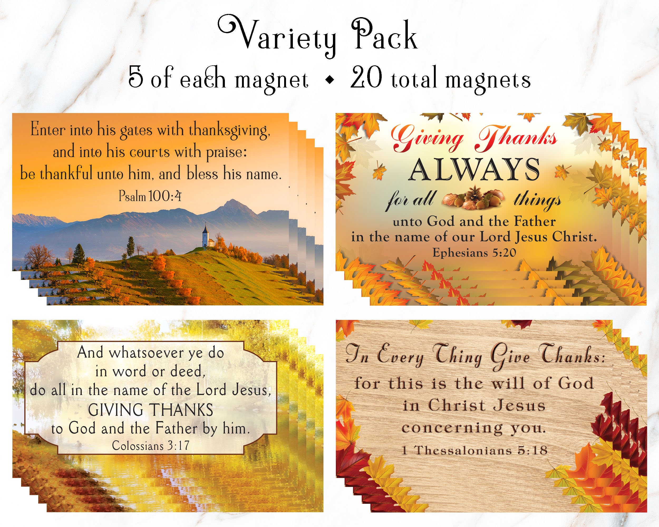 Bible Scripture Verse Magnets - Thanksgiving Set - KJV - Gratitude ...