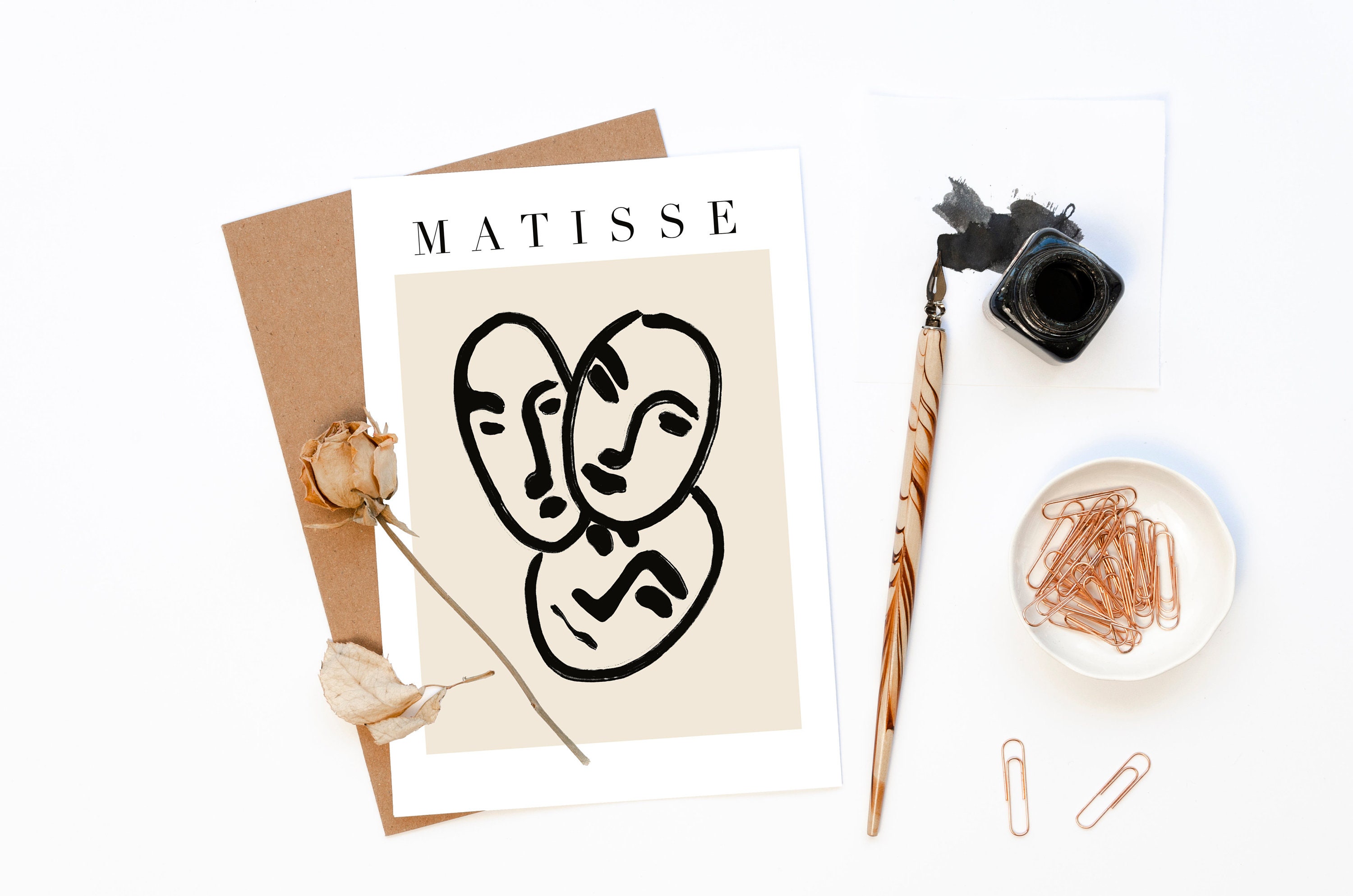 Henri Matisse Line Drawing Scandinavian Minimal Matisse Face - Etsy