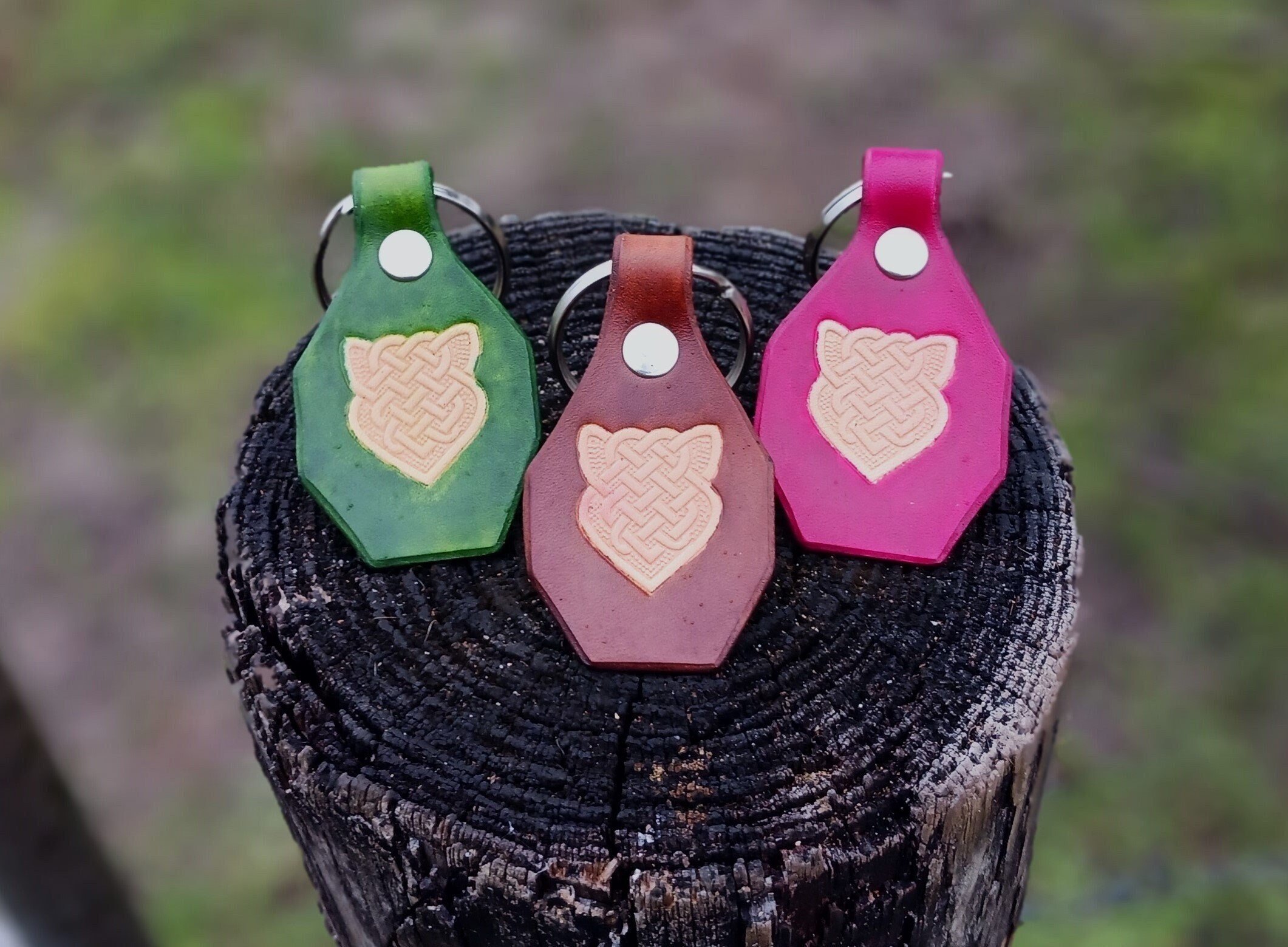 Leather Celtic Knot Keychain Handmade Stamped Keychain - Etsy