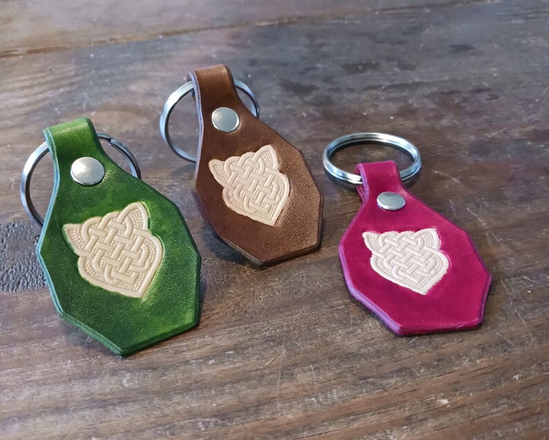 Leather Celtic Knot Keychain Handmade Stamped Keychain - Etsy