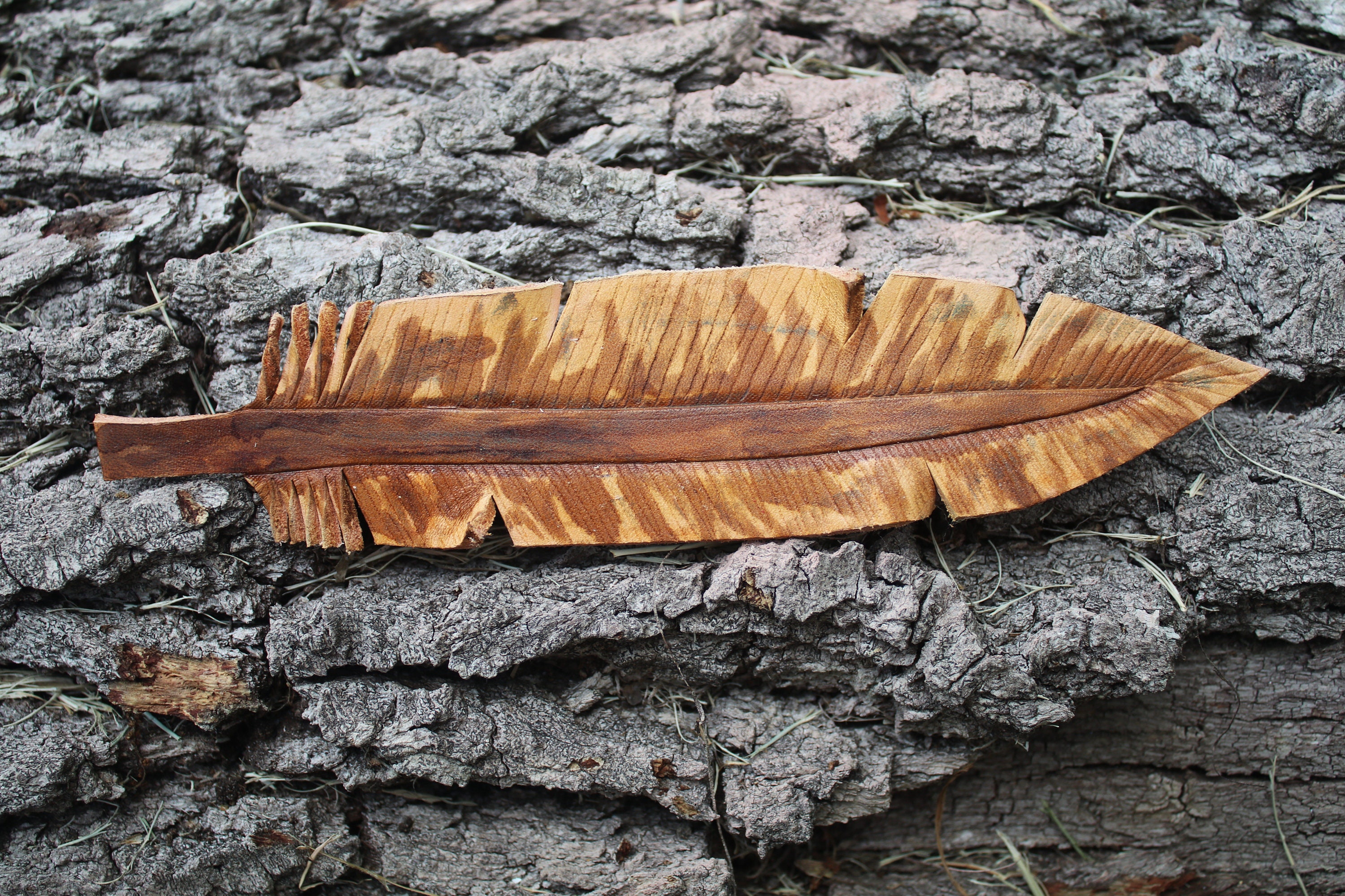 Hand-tooled Leather Feathers, Hand-painted, Bookmarks, Handmade Feather ...