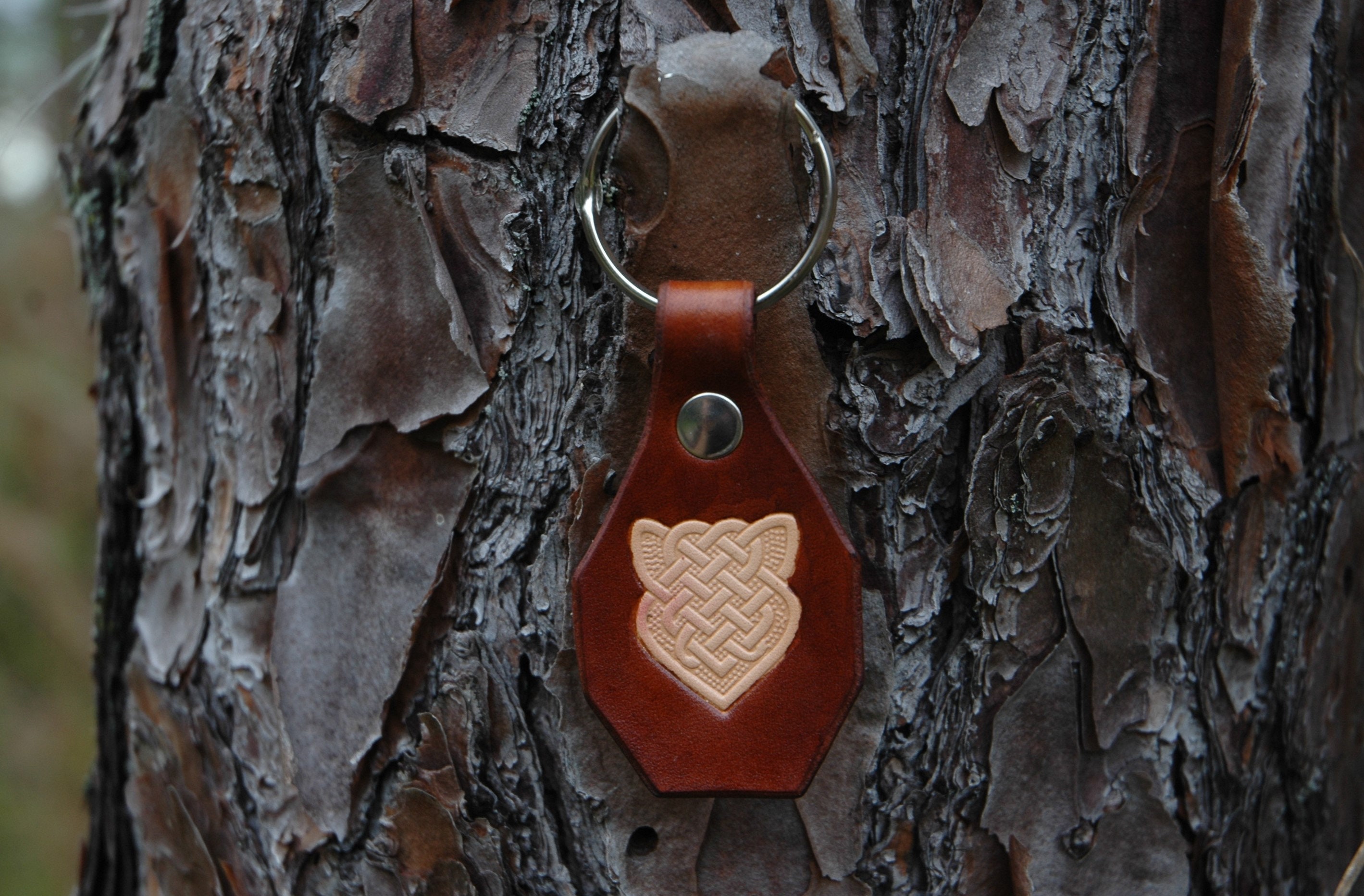 Leather Celtic Knot Keychain Handmade Stamped Keychain - Etsy