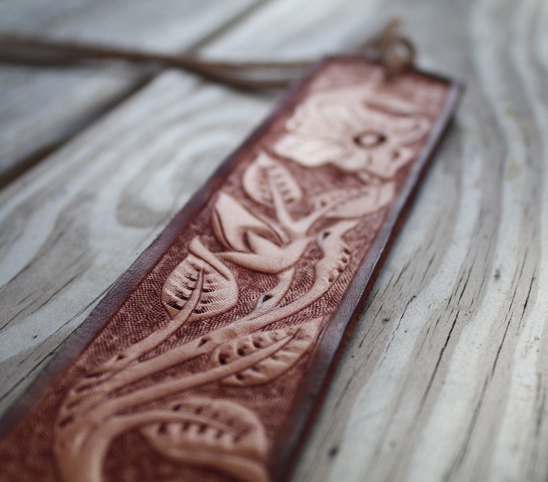 Hand-tooled Leather Bookmark, Floral Leather Pattern - Etsy