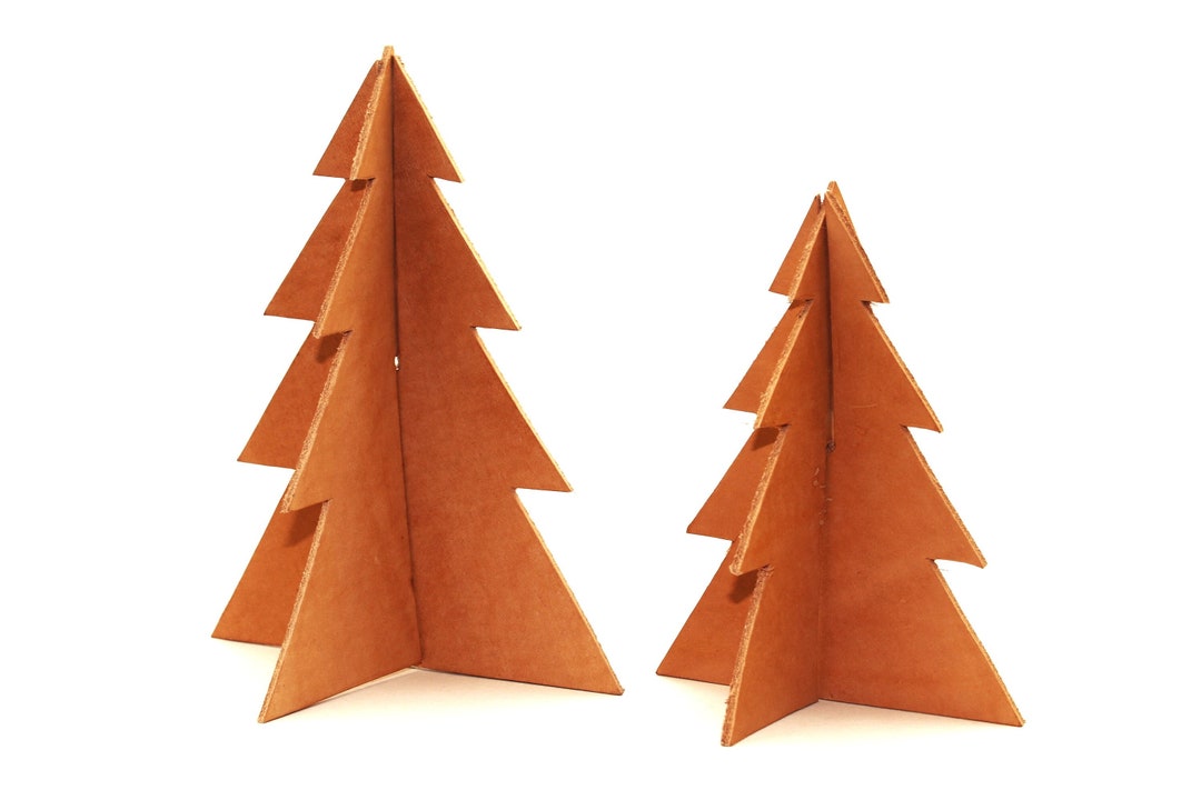 Leather Christmas Tree (set of 2), Handmade Christmas Decoration ...