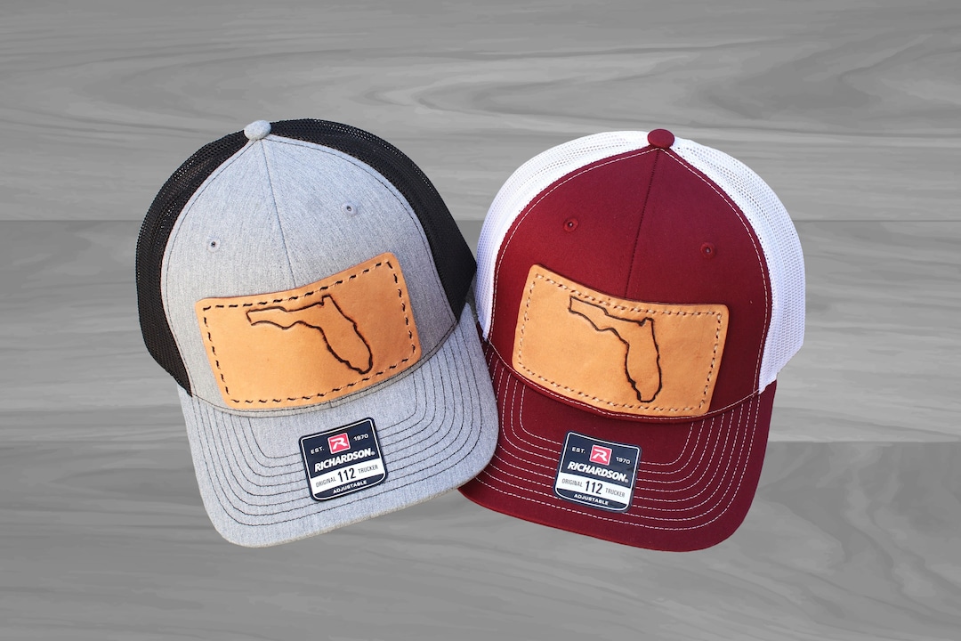 Leather Richardson 112 Florida Patch Hat, Handmade Tooled State Patch ...