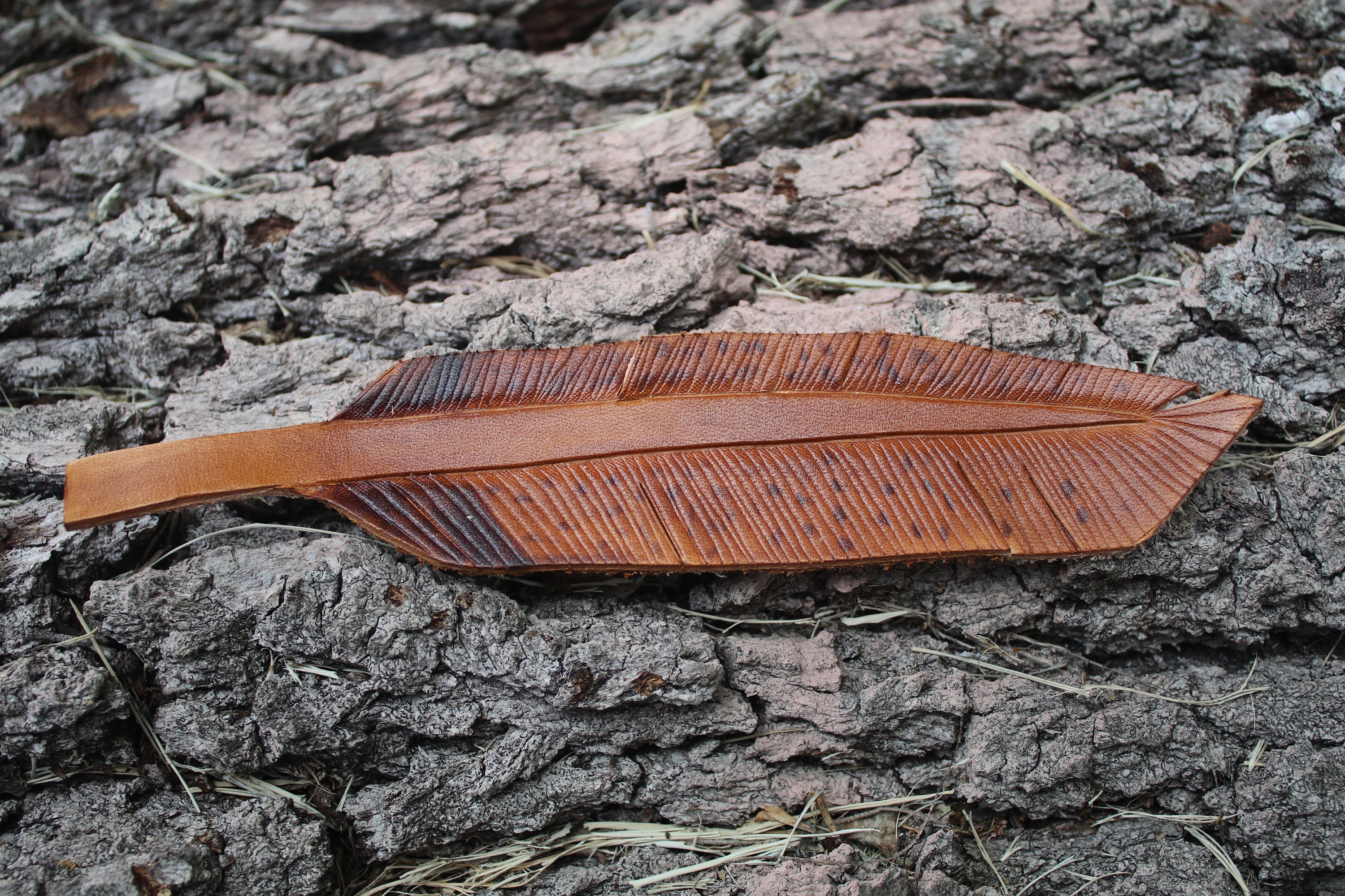 Hand-tooled Leather Feathers, Hand-painted, Bookmarks, Handmade Feather ...