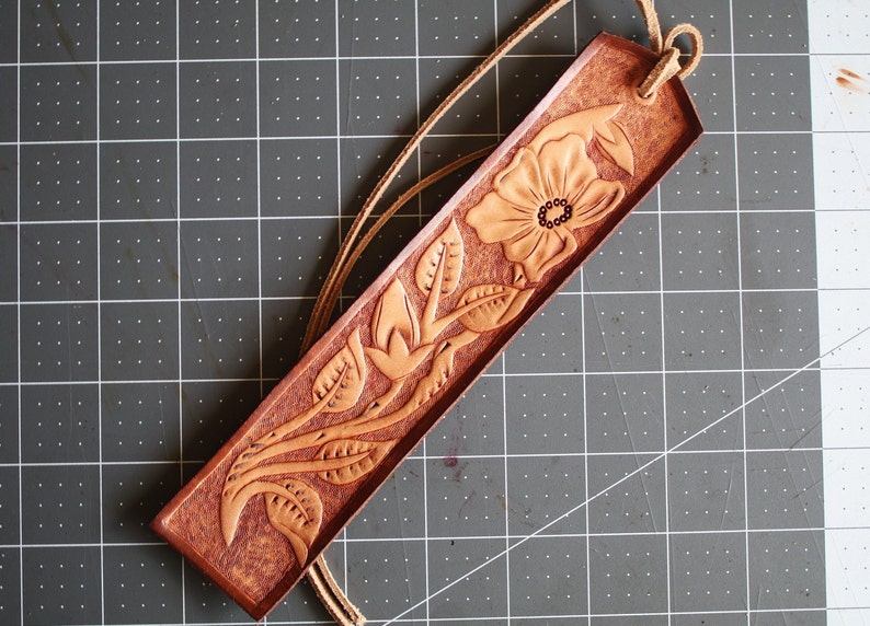 Hand-tooled Leather Bookmark, Floral Leather Pattern - Etsy