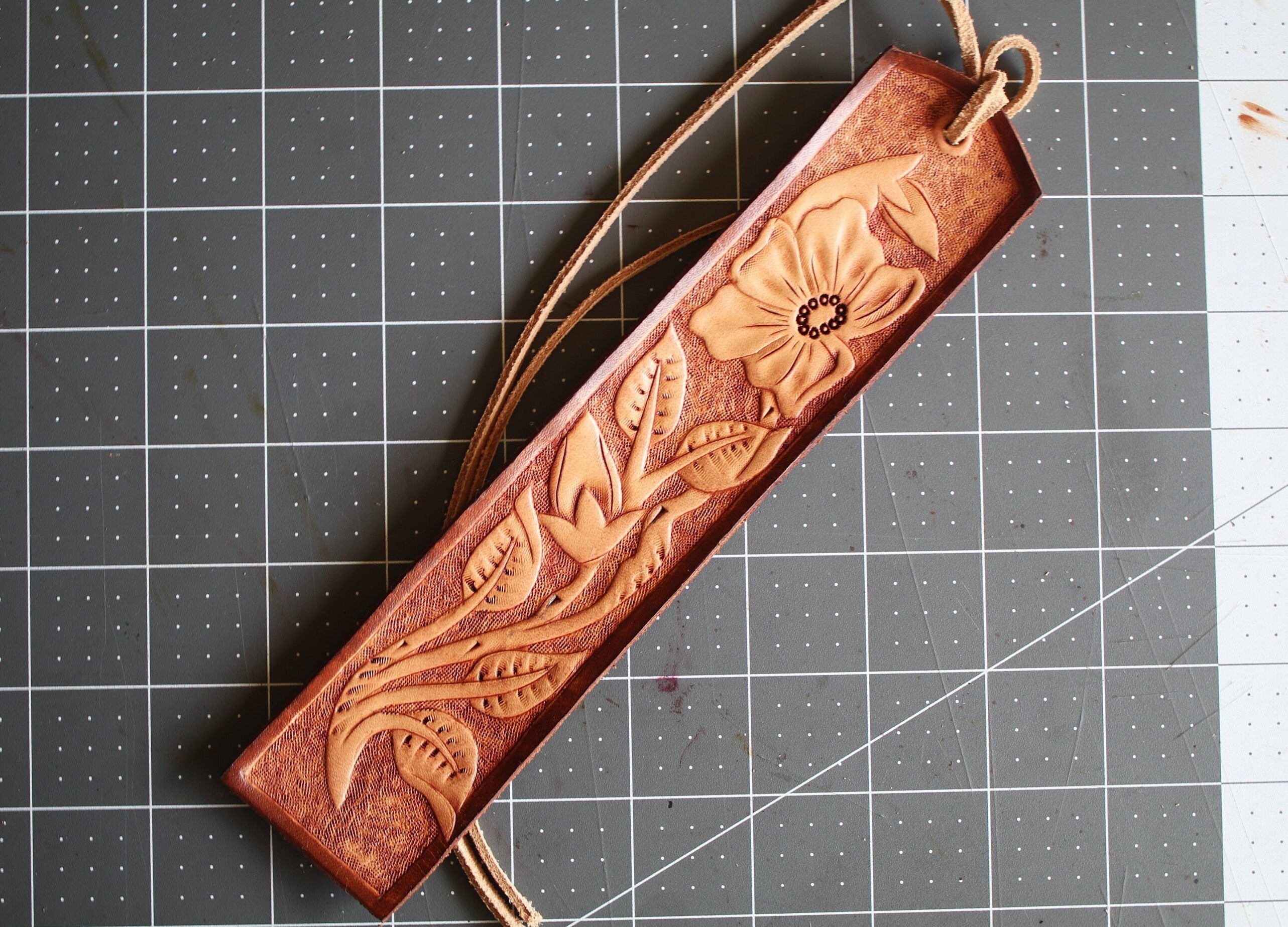 Hand-tooled Leather Bookmark, Floral Leather Pattern - Etsy