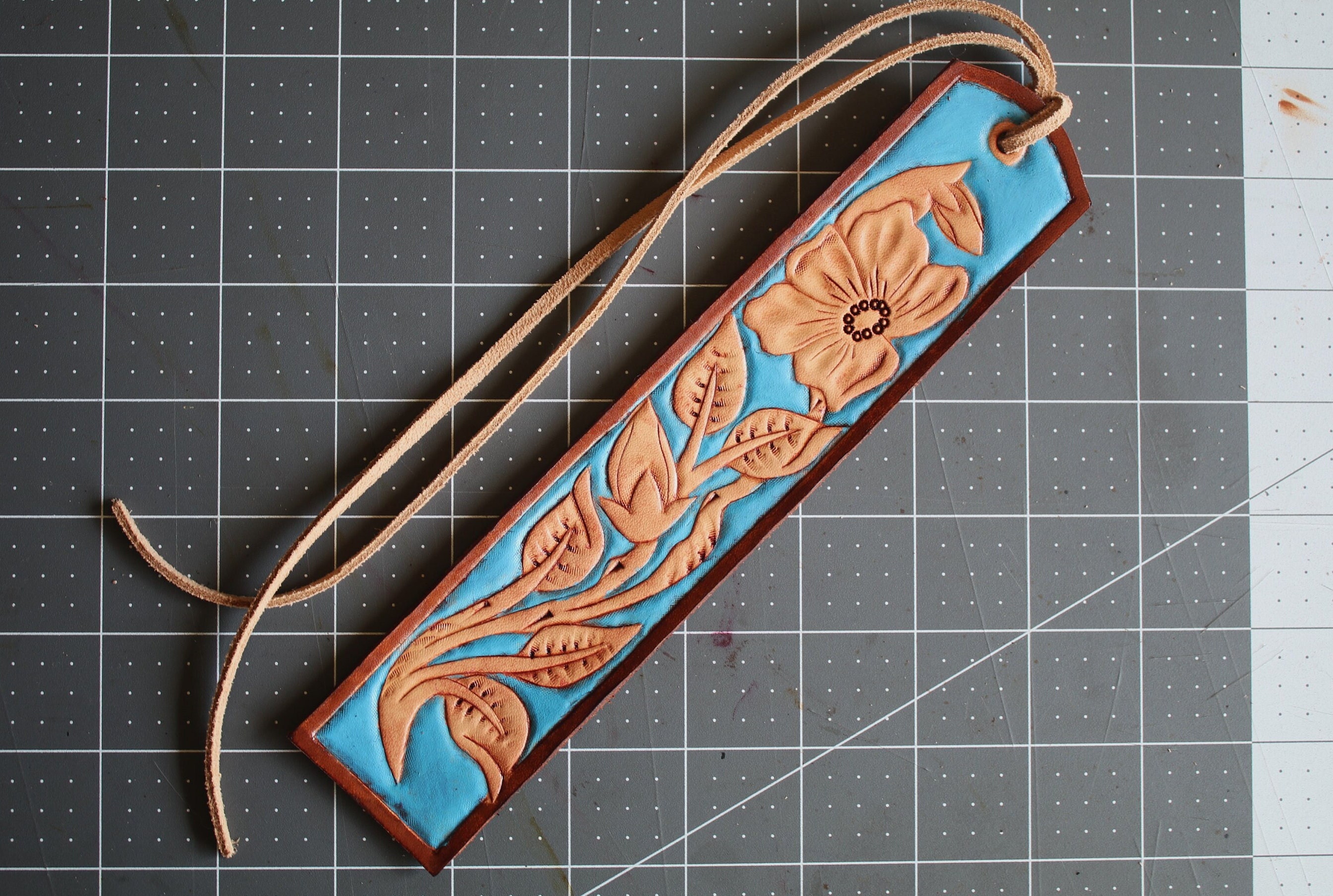 Hand-tooled Leather Bookmark, Floral Leather Pattern - Etsy