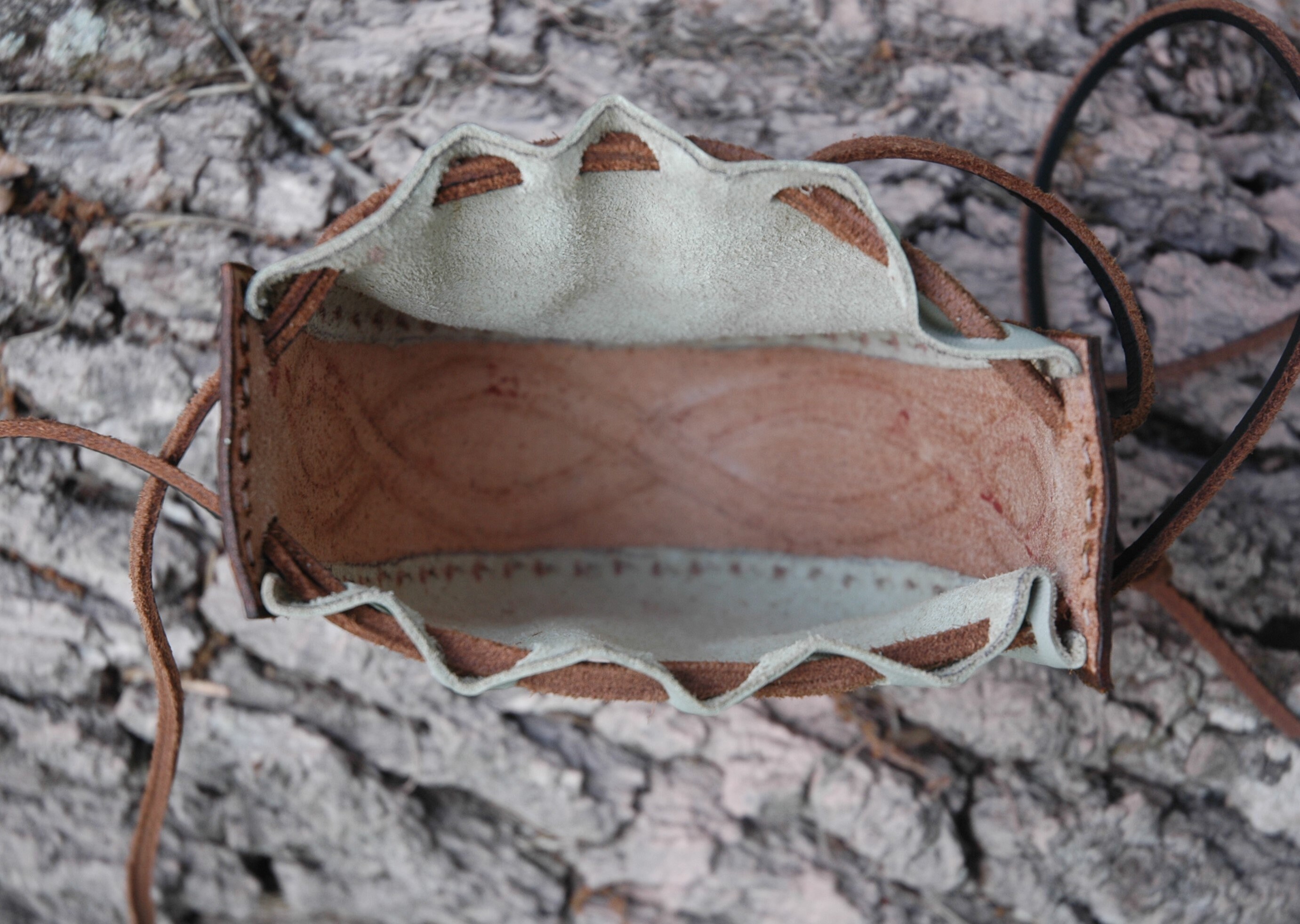 Leather Draw-string Bags, Handsewn Leather Purse, Portable Handmade ...