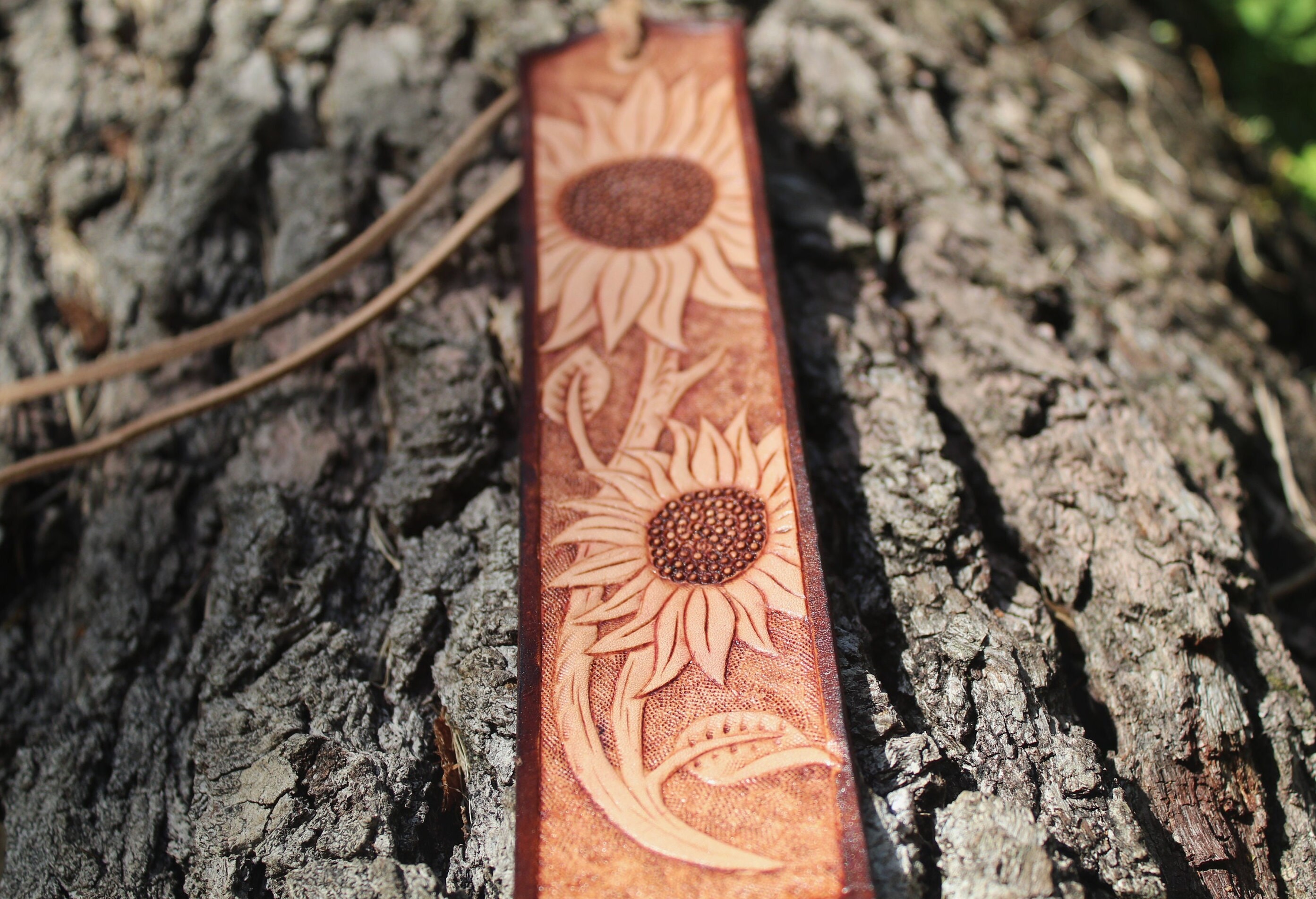 Hand Tooled Leather Bookmark, Floral Sunflower Western Pattern - Etsy
