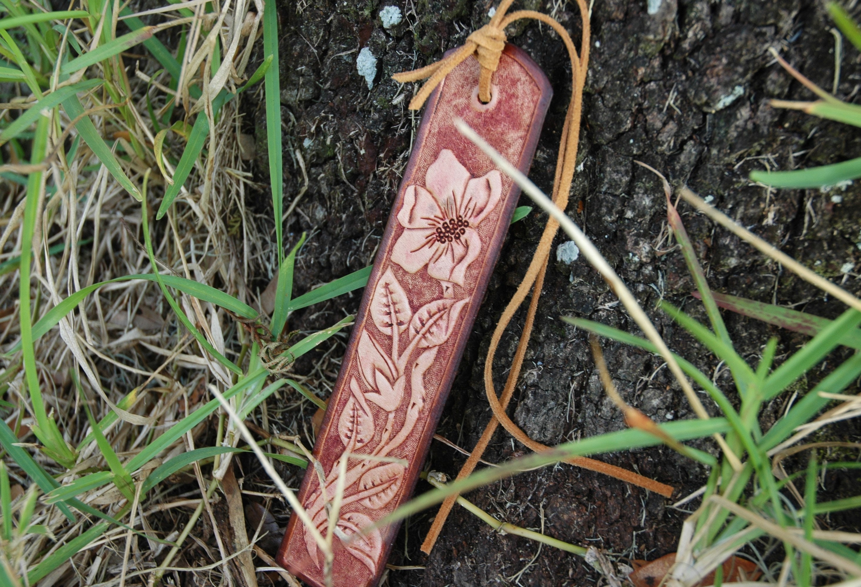 Hand-tooled Leather Bookmark Floral Leather Pattern - Etsy