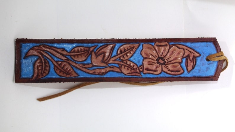 Hand-tooled Leather Bookmark Floral Leather Pattern - Etsy