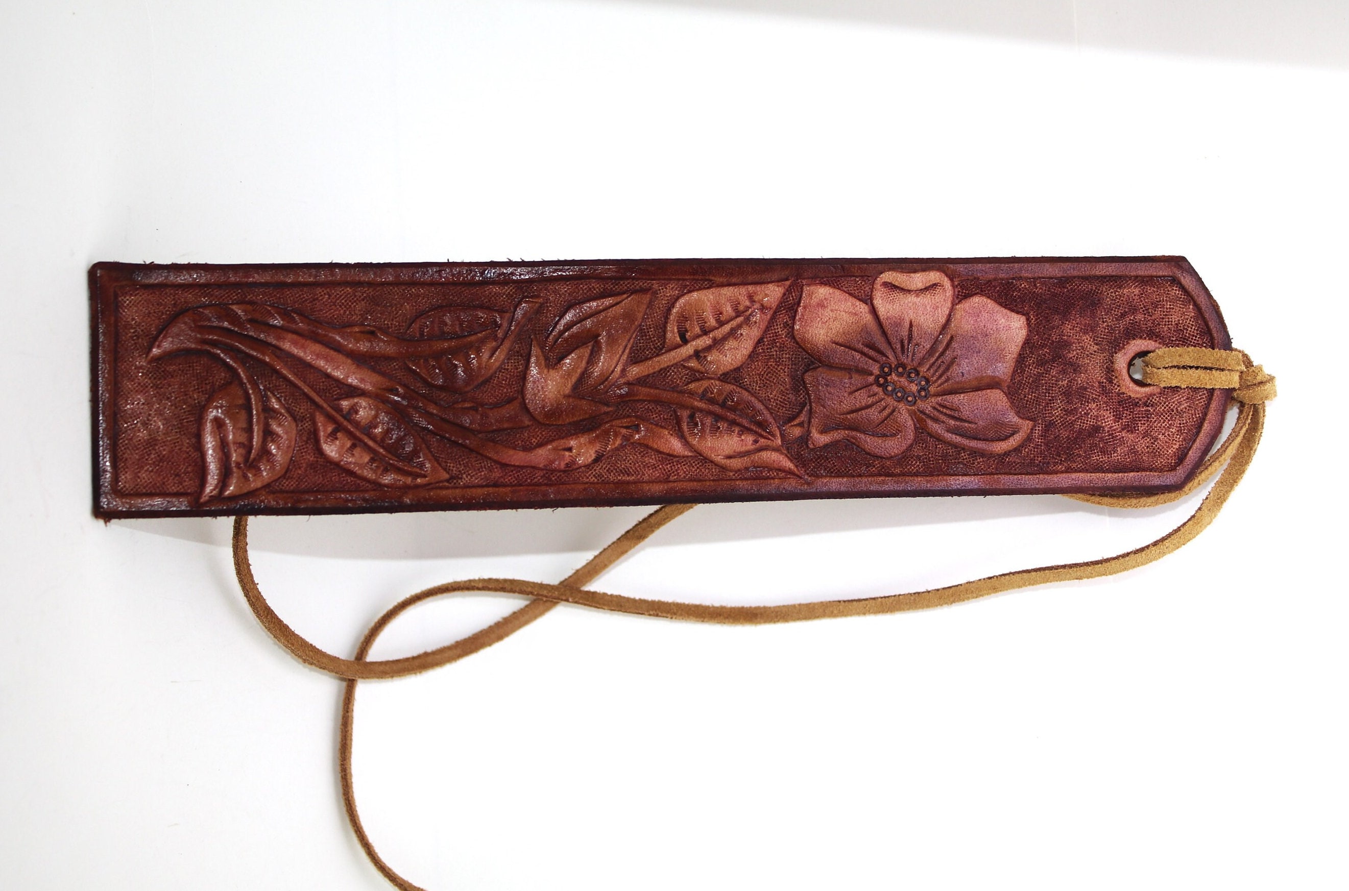 Hand-tooled Leather Bookmark Floral Leather Pattern - Etsy