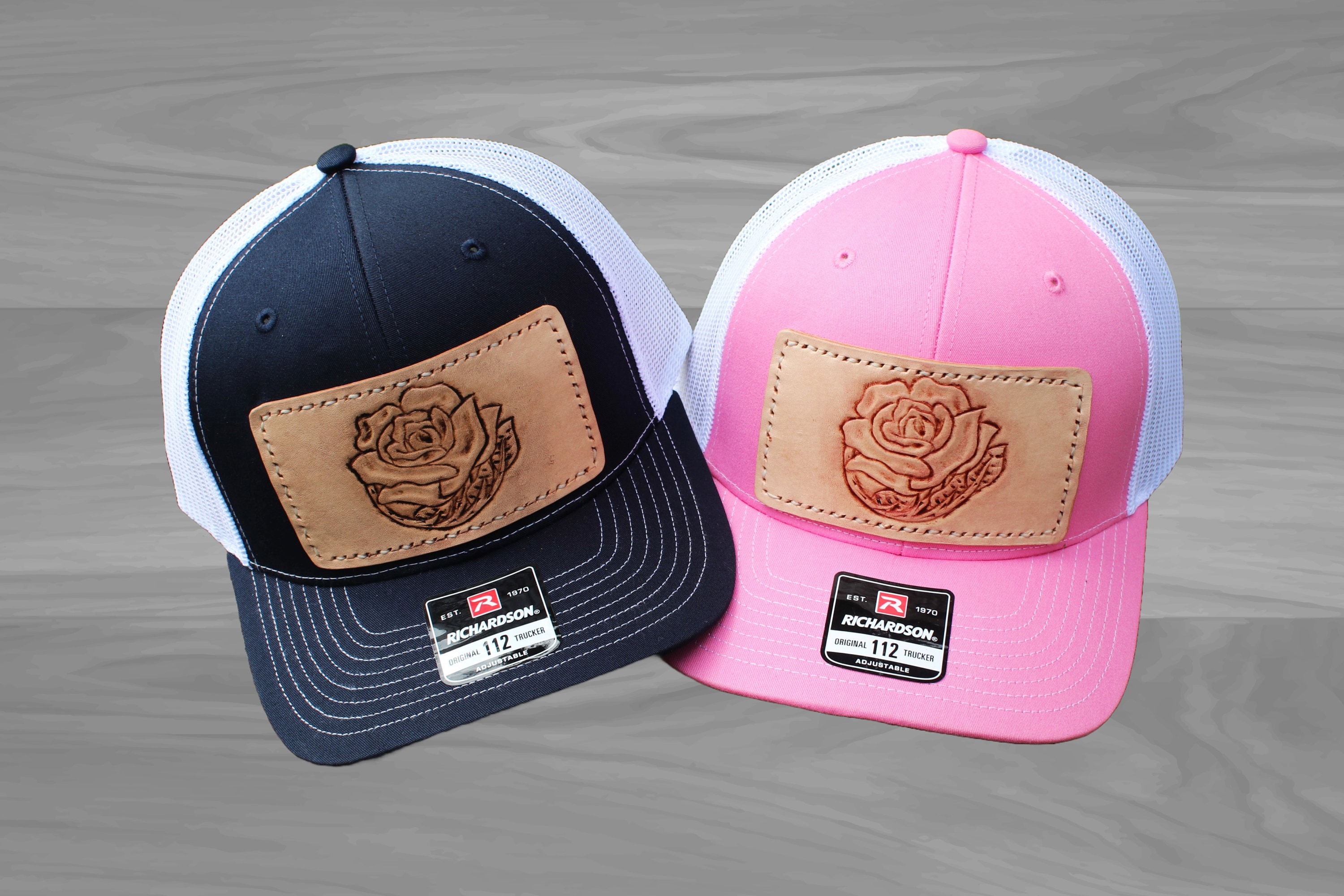 Leather Richardson 112 Rose Patch Hat, Handmade Tooled Flower Patch ...