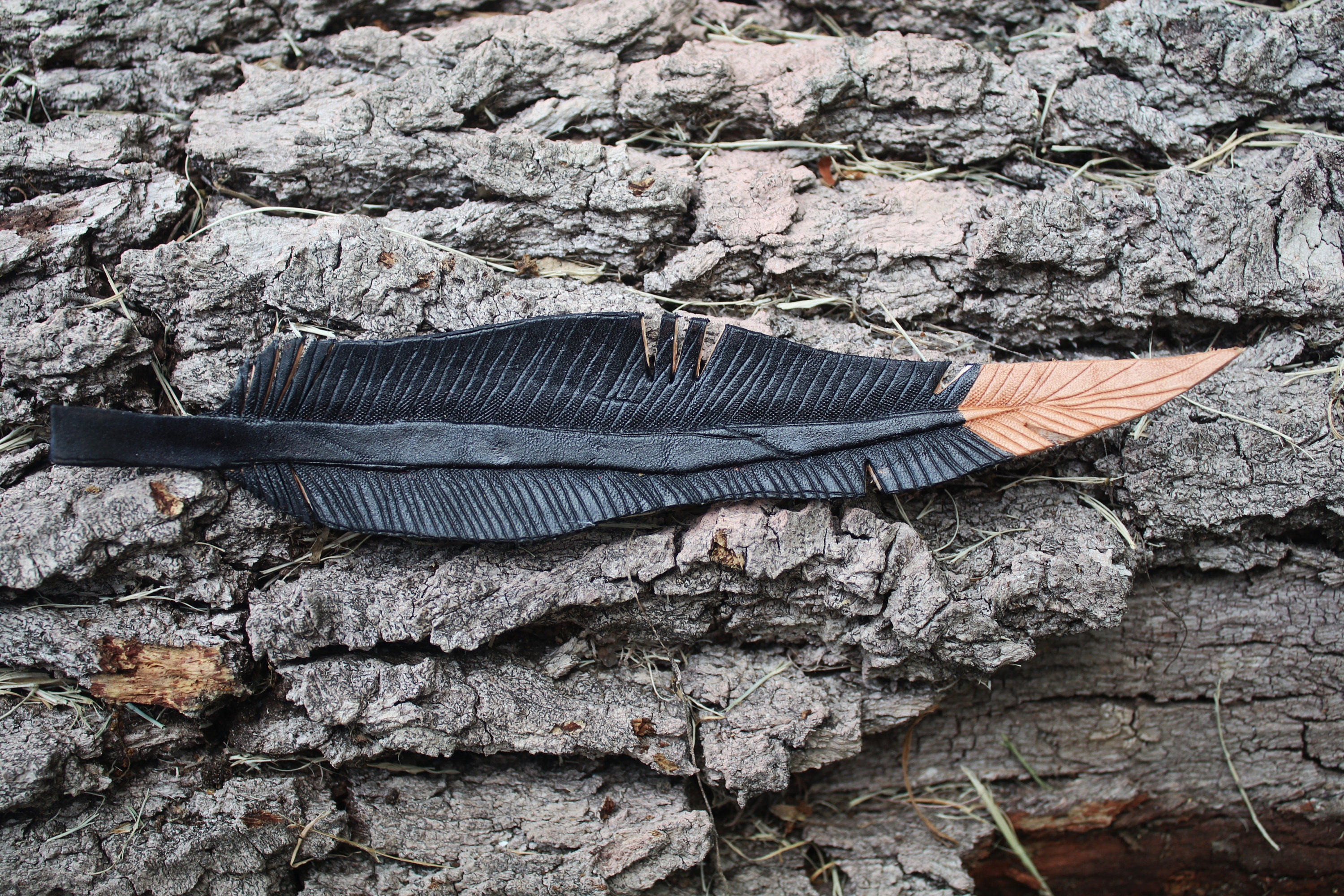 Hand-tooled Leather Feathers, Hand-painted Bookmarks, Handmade Feather ...