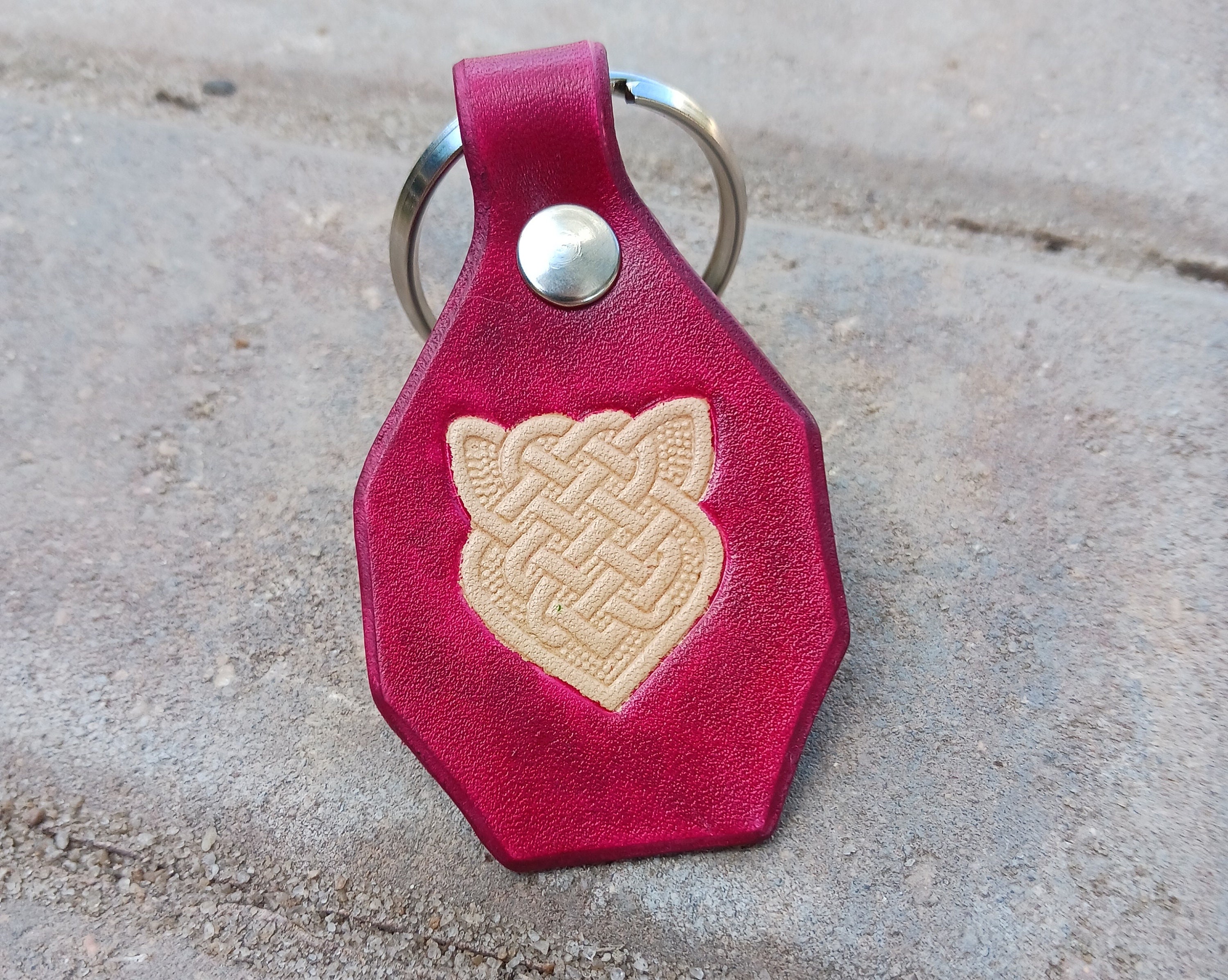 Leather Celtic Knot Keychain Handmade Stamped Keychain - Etsy